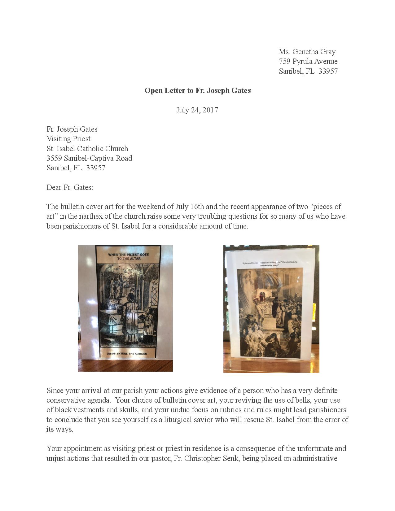 Open Letter to Fr. Joseph Gates